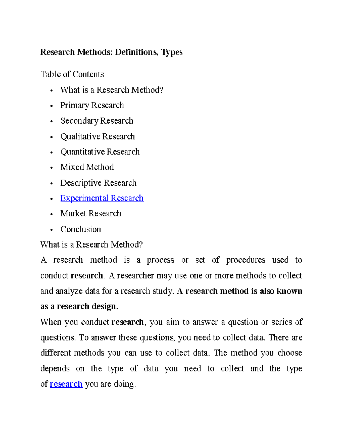 Research Methods - helpful notes - Research Methods: Definitions, Types ...