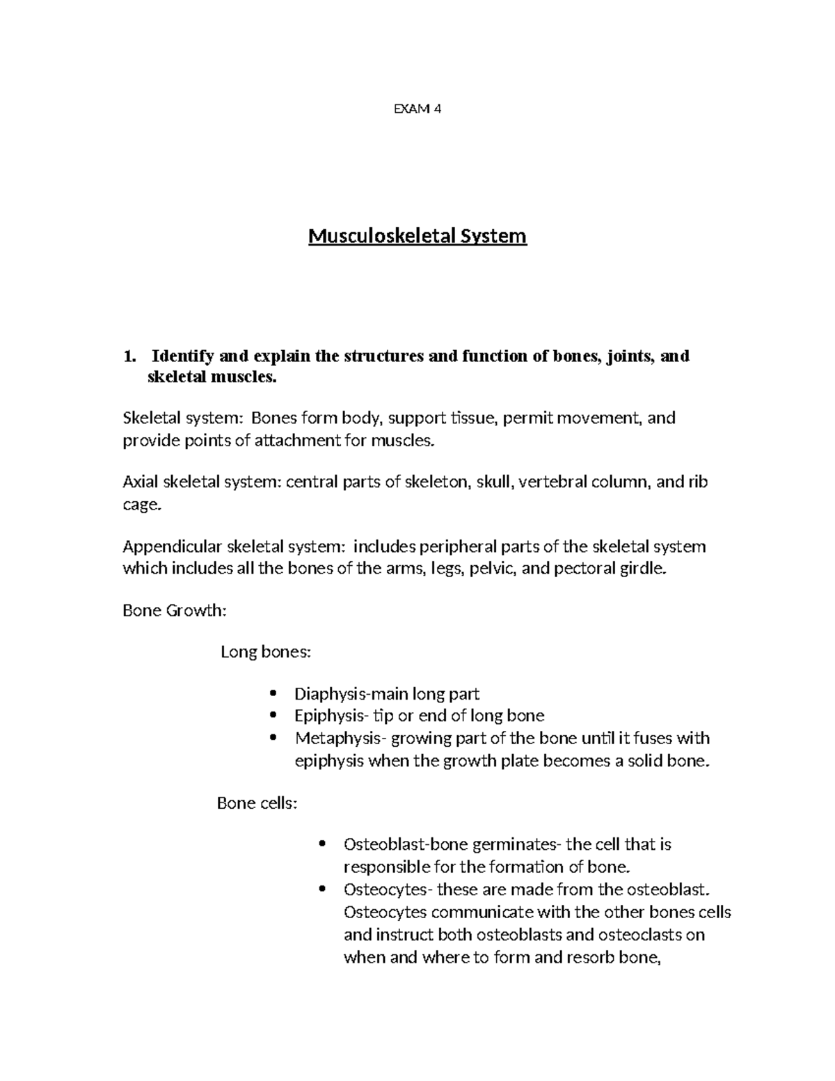 Patho Exam 4 2022 - Exam 2022 - EXAM 4 Musculoskeletal System 1 ...