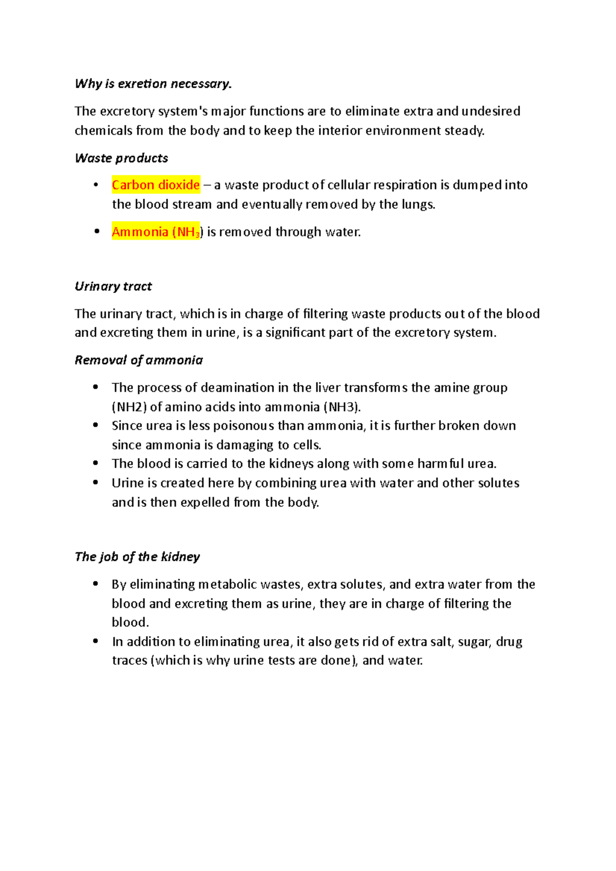 5D - The Ecretory System - Why is exretion necessary. The excretory ...