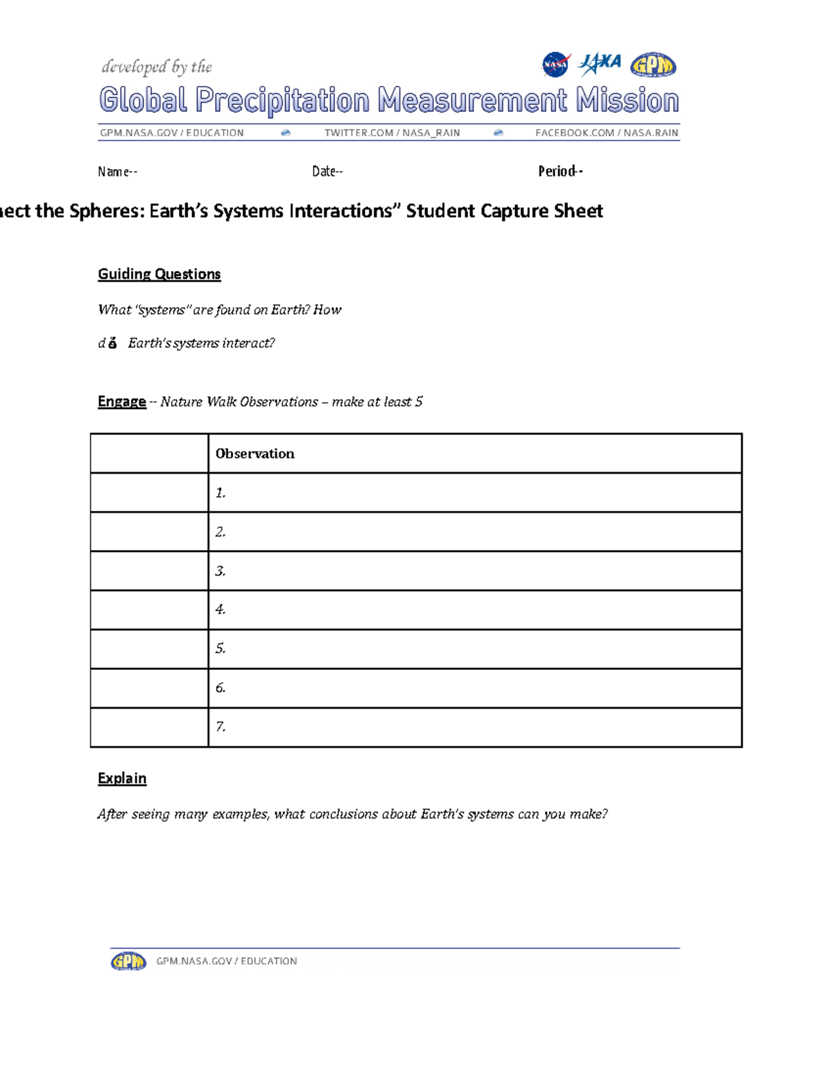 Connect the Spheres SCS - Name- Date- Period- Guiding Questions What ...