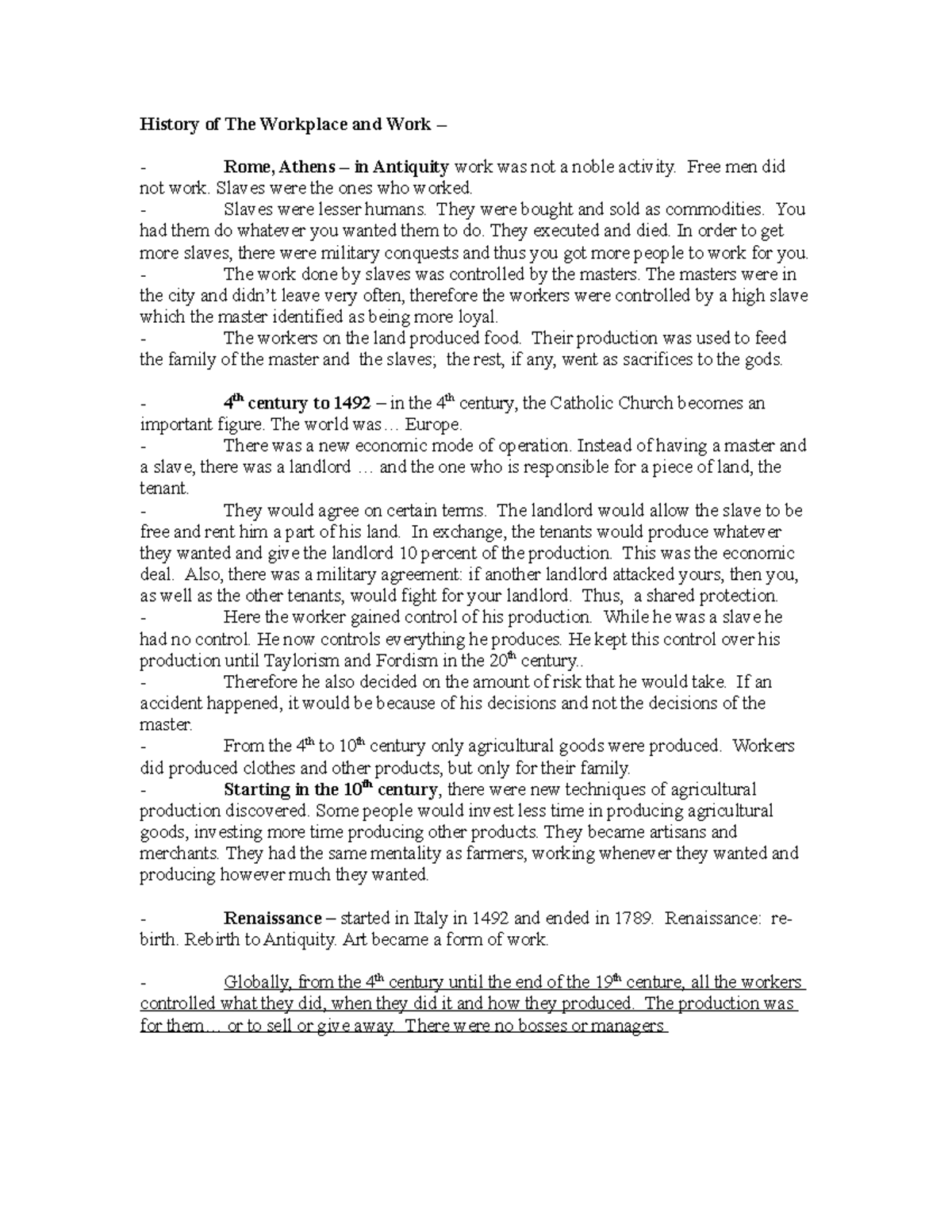 DP - History of The Workplace and Work - History of The Workplace and ...