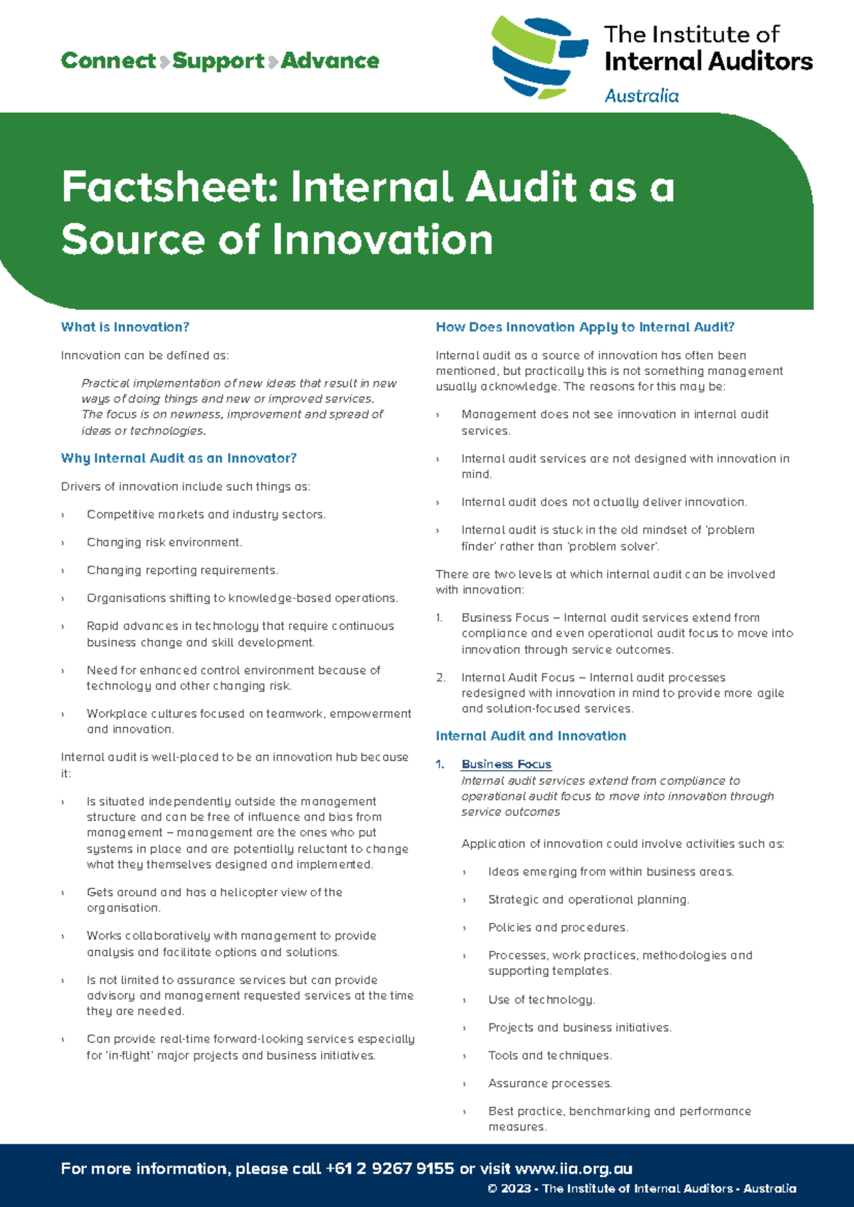 Innovacion en auditoria interna - Factsheet: Internal Audit as a Source ...