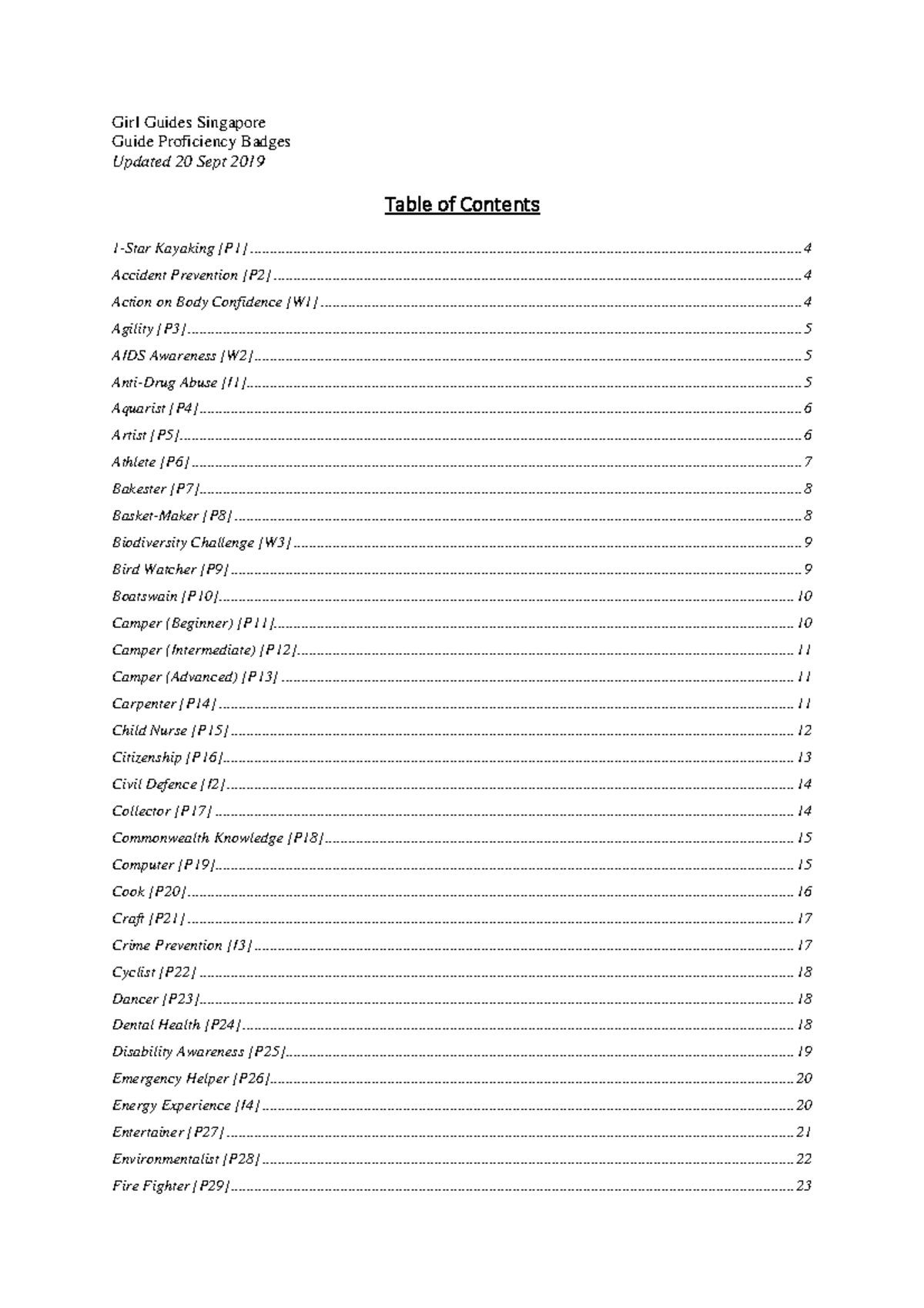 Guide-Proficiency-Badges - Girl Guides Singapore Updated 20 Sept Guide ...