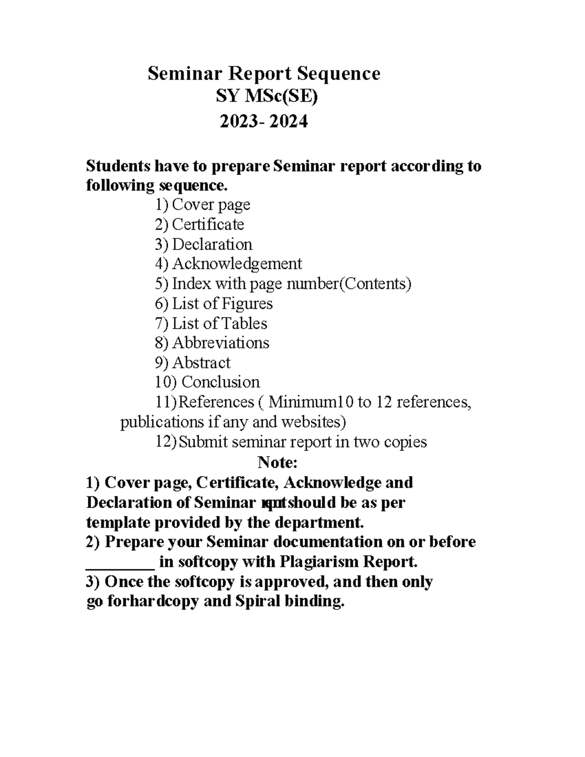 Final Sequence of Seminar 2023-24 - Seminar Report Sequence SY MSc(SE ...