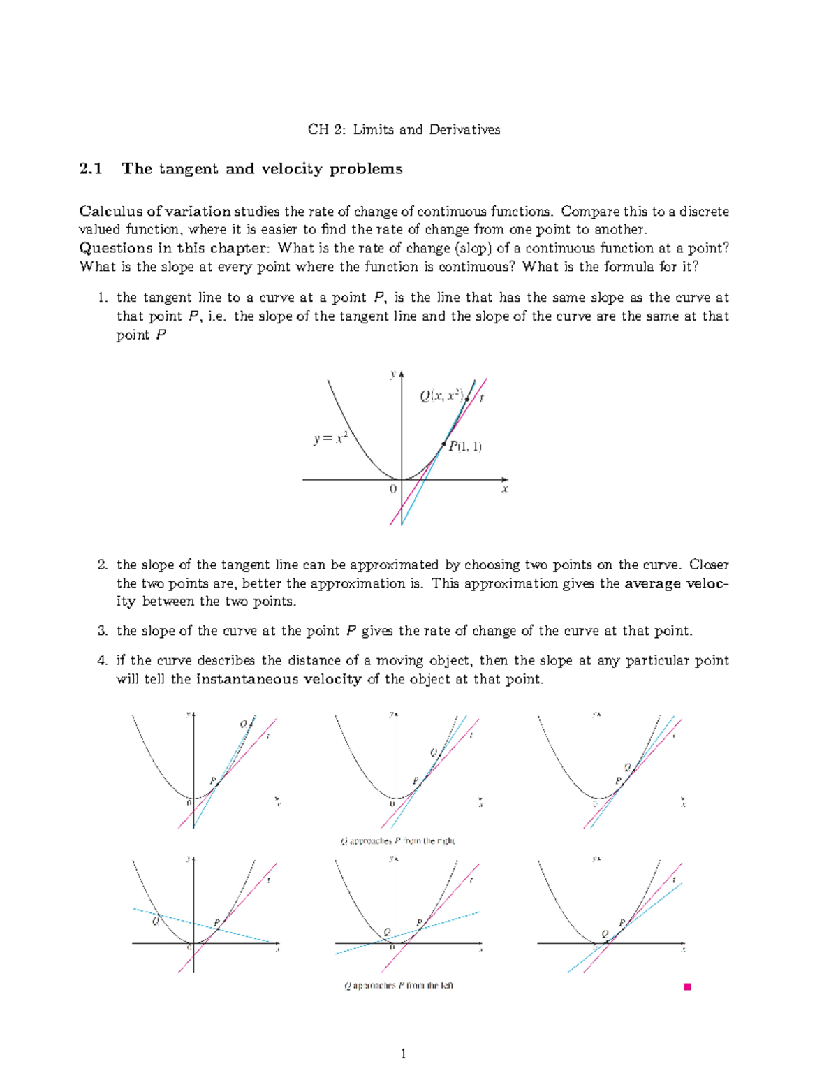 Section 2 - The tangent and velocity problems - CH 2: Limits and ...
