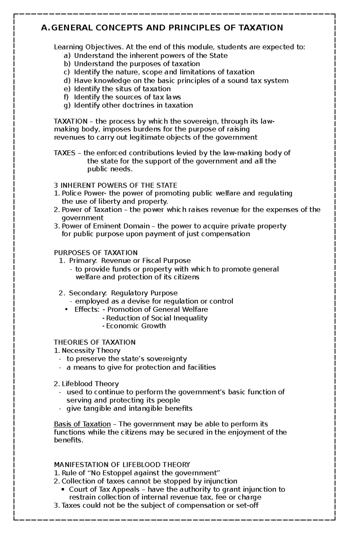 Module 1 General Concepts AND Principles OF Taxation - A CONCEPTS AND ...