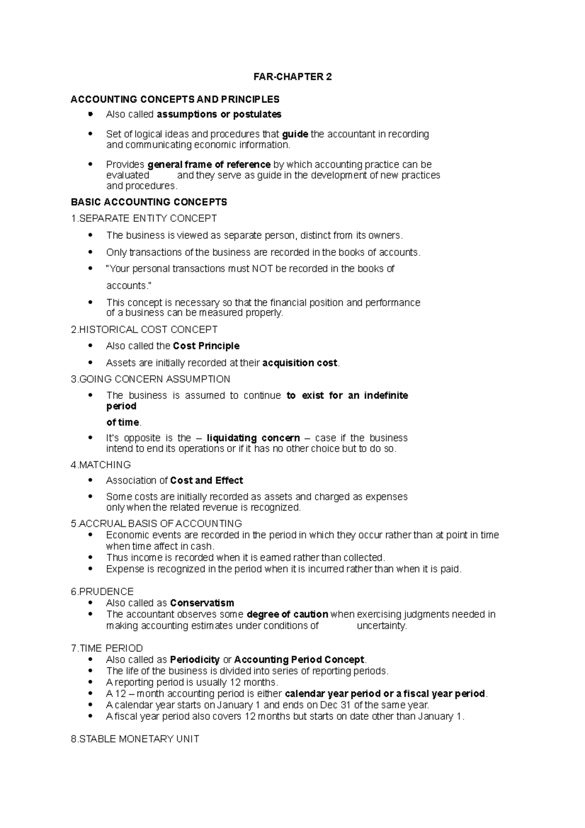 FAR- Chapter-2 - n/a - FAR-CHAPTER 2 ACCOUNTING CONCEPTS AND PRINCIPLES ...