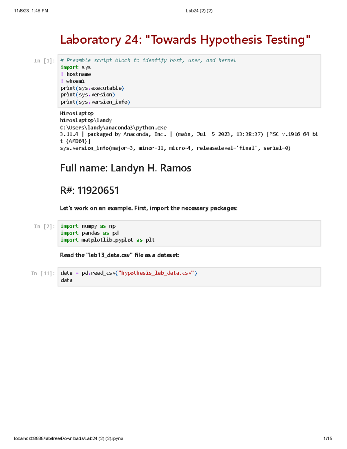 Lab24… (14) - Jupyter Lab - Laboratory 24: "Towards Hypothesis Testing ...