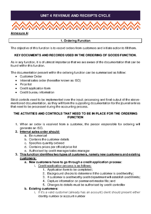 Annexure A Unit 3 Lesson 1 - UNIT 3 PRODUCTION AND INVENTORY CYCLE ...