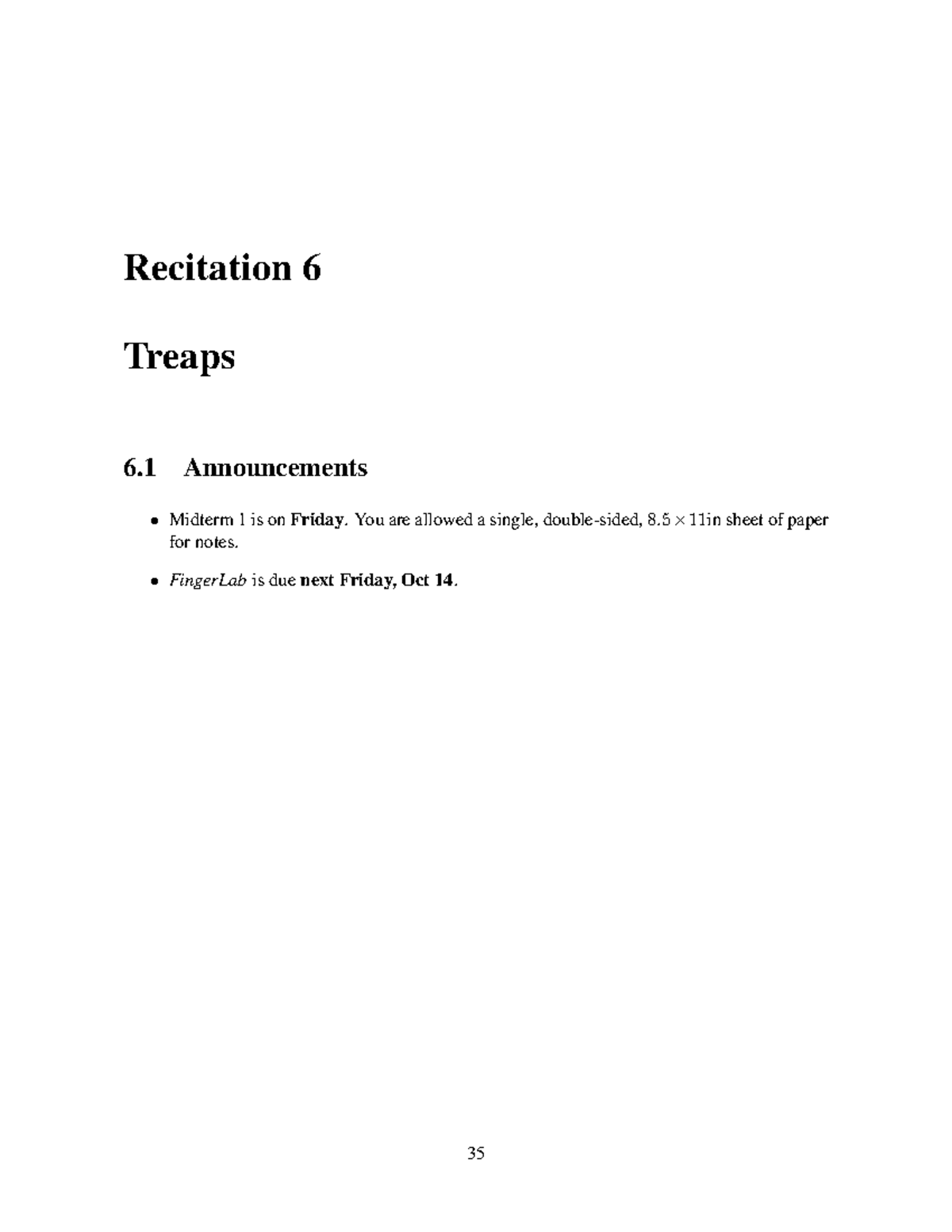 Notes Recitation 6 Parallel And Sequential Data Structures And Algorithms Recitation 6 