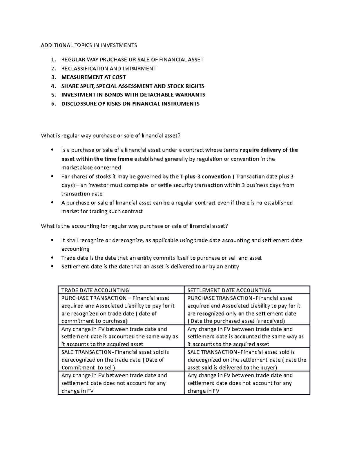 Additional Topics IN Investments - ADDITIONAL TOPICS IN INVESTMENTS 1 ...