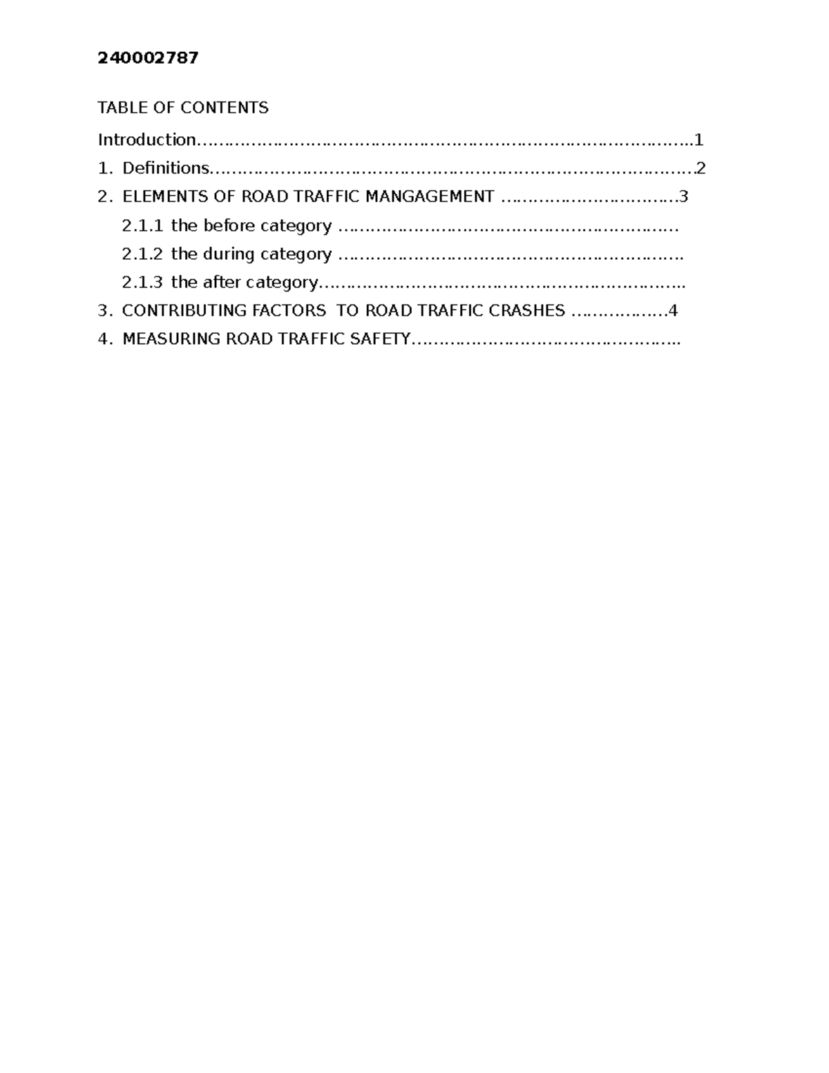 TMA - TABLE OF CONTENTS - Studocu