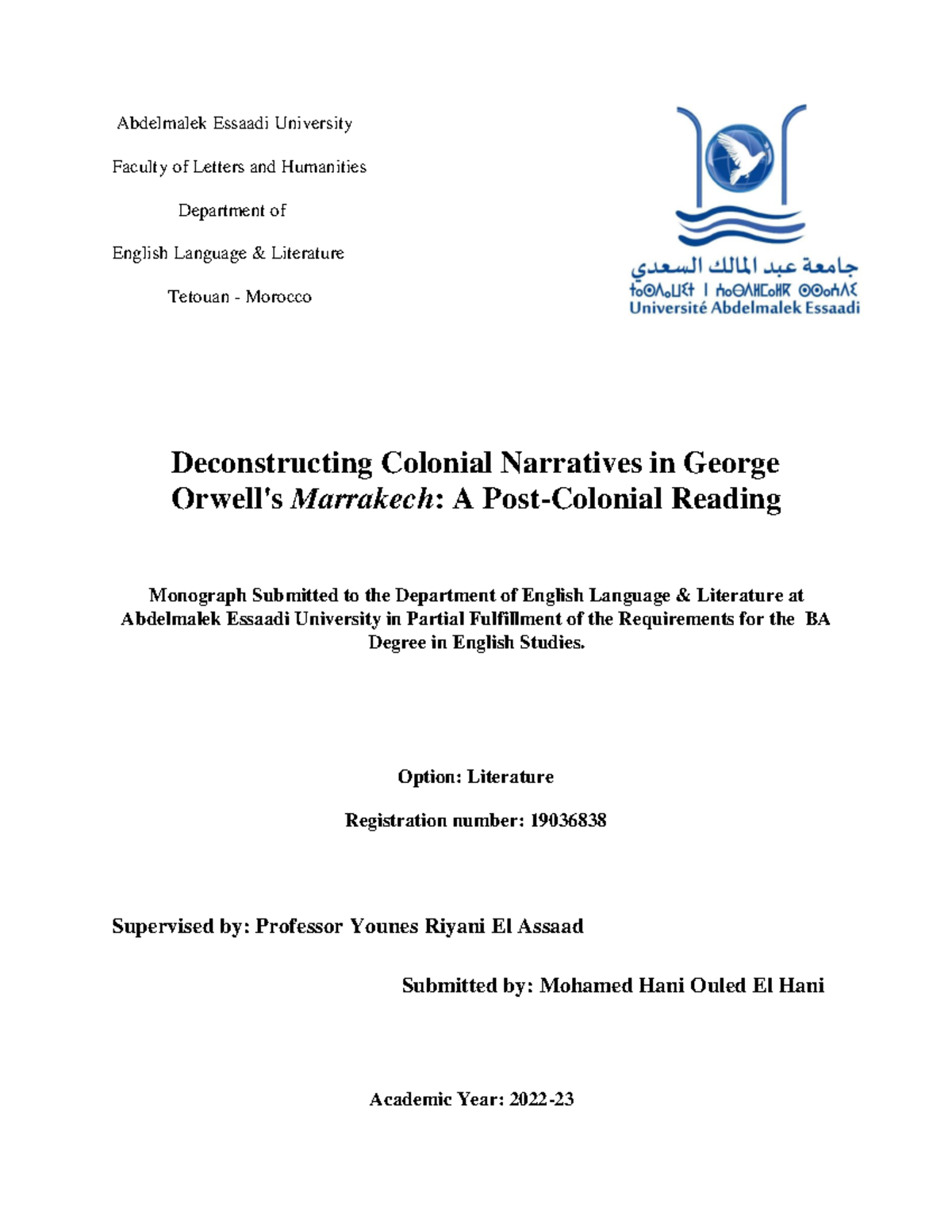Deconstructing Colonial Narratives in George Orwell's Marrakech: A Post ...