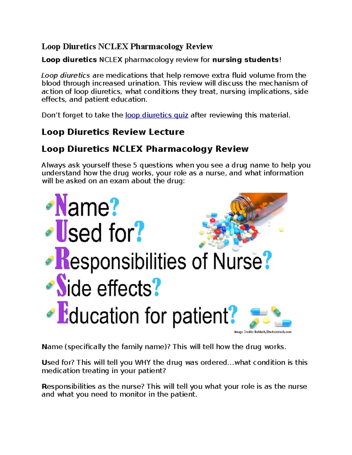 Loop Diuretics Nclex Pharmacology Review - Loop Diuretics NCLEX ... Loop Diuretics Nclex Pharmacology Review - Loop Diuretics NCLEX ...