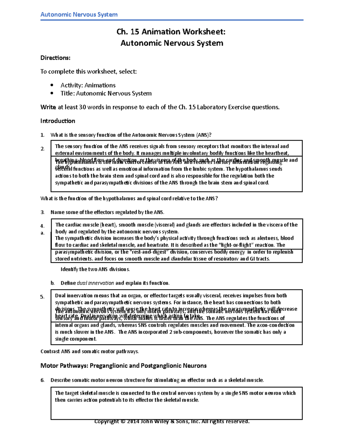 Bio290 ch.15 animation worksheet Brooke Ogle - Autonomic Nervous System ...