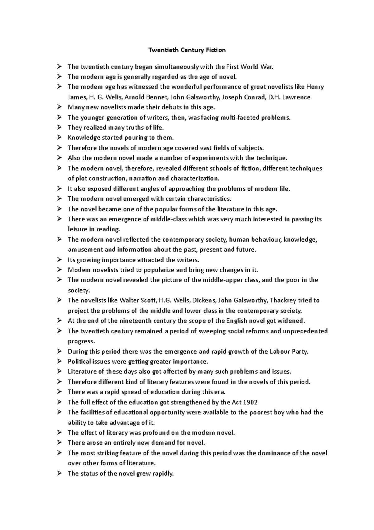 Twentieth Century Prose - Twentieth Century Fiction The twentieth ...