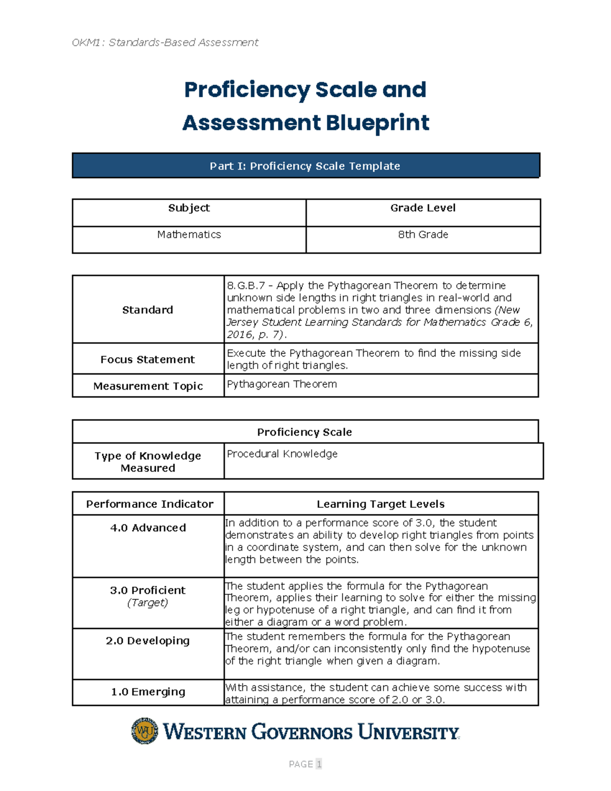 Standards-Based Assessment - Task 2 - OKM1: Standards-Based Assessment ...