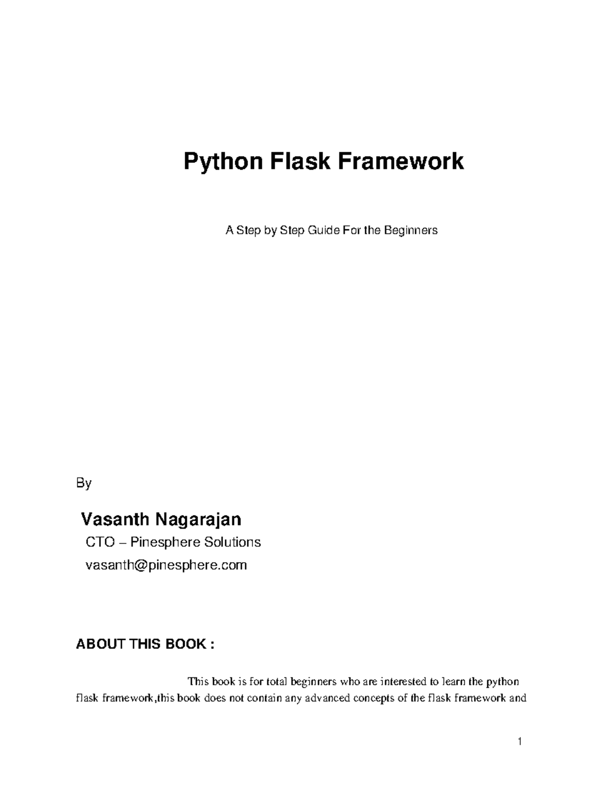 Python Flask Framework - About ME : Myself Vasanth Nagarajan ,Working ...