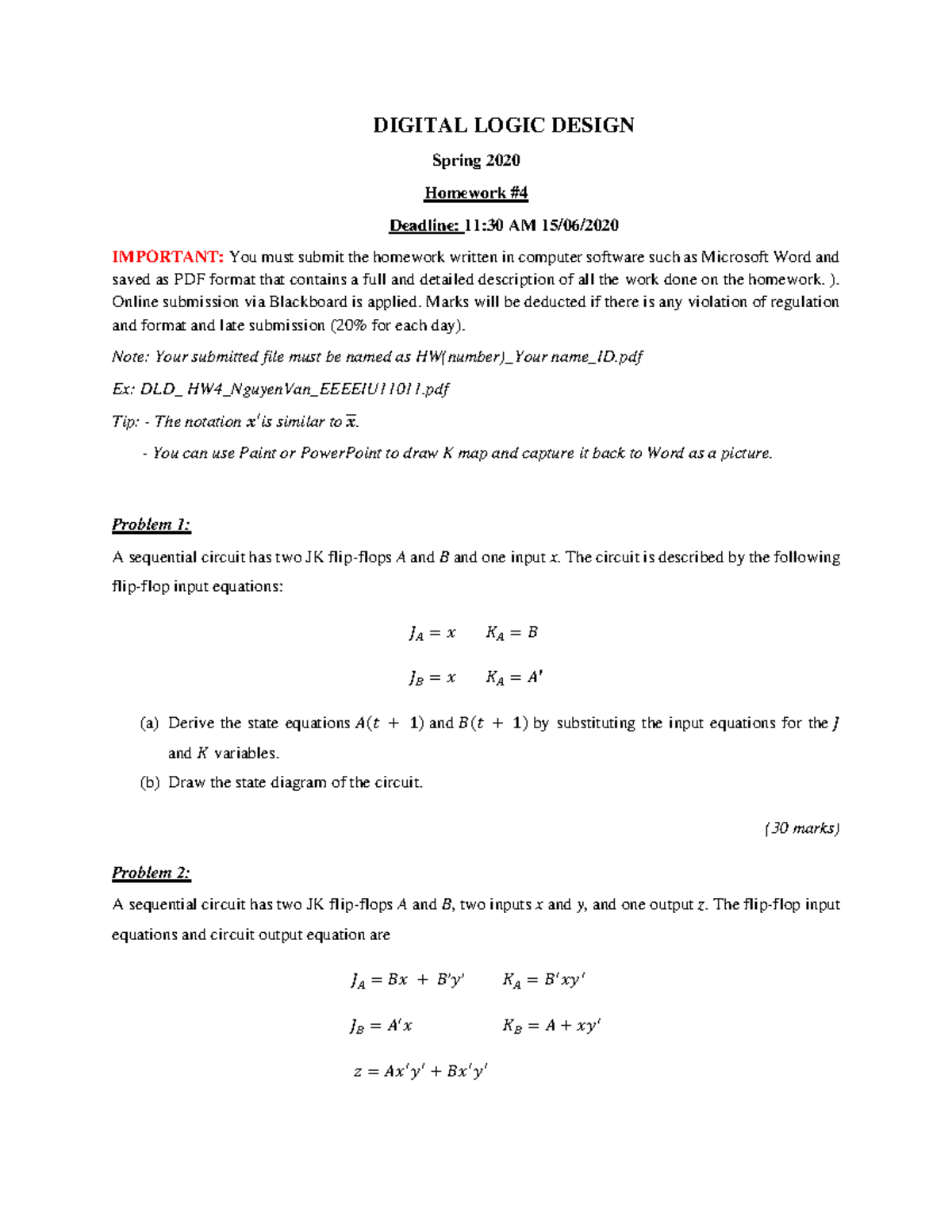 Hw4 Hw4 Warning Tt Undefined Function 32 Digital Logic Design Spring 2020 Homework