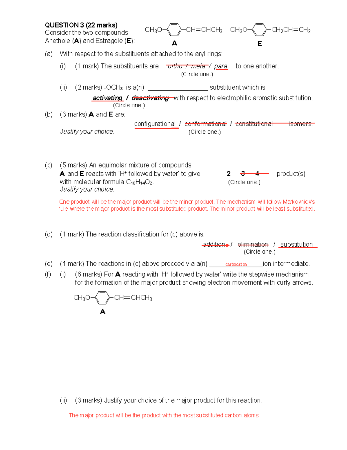 Functional Groups 1-2 Practice Questions - QUESTION 3 (22 marks ...
