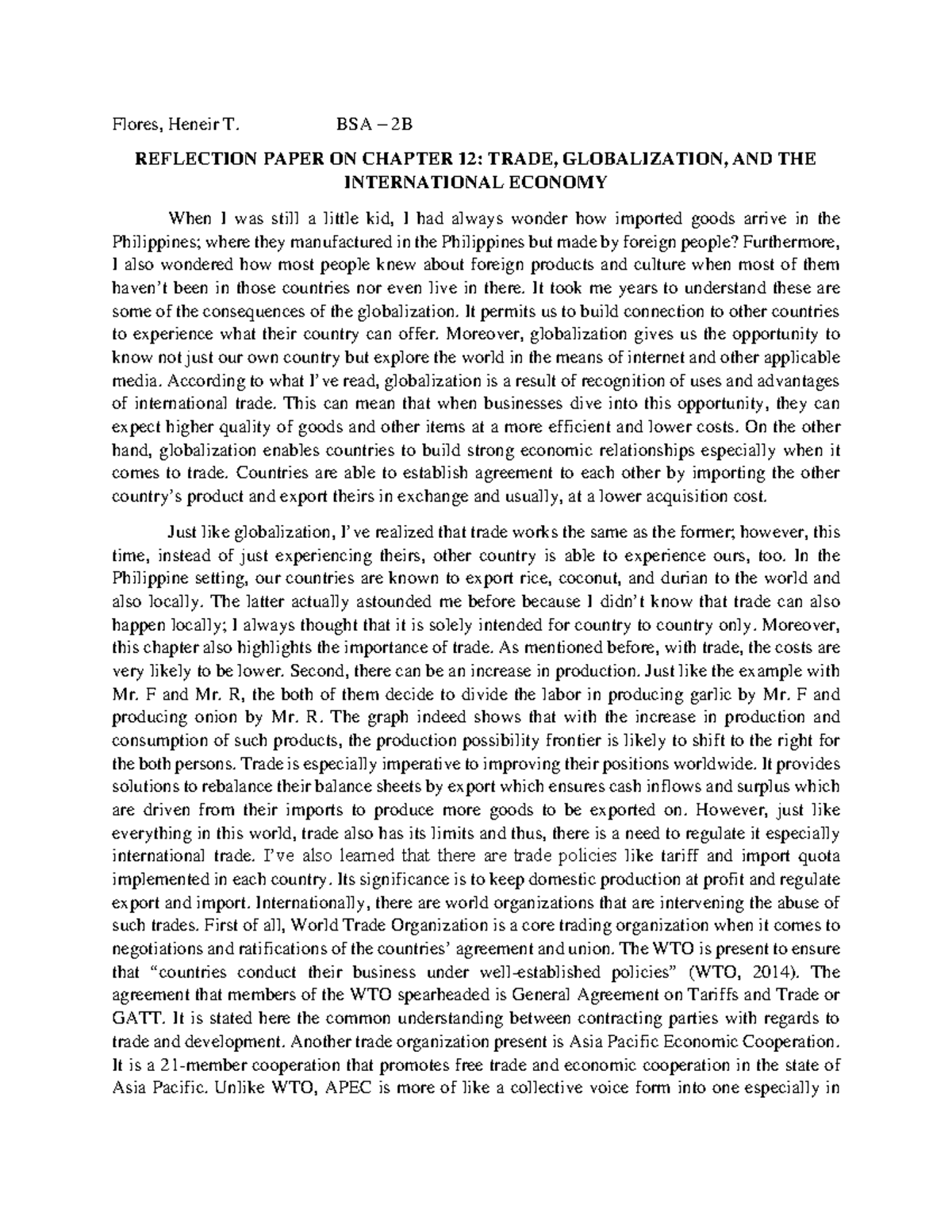 Chapter 12 - Trade, Globalization, and the International Economy ...