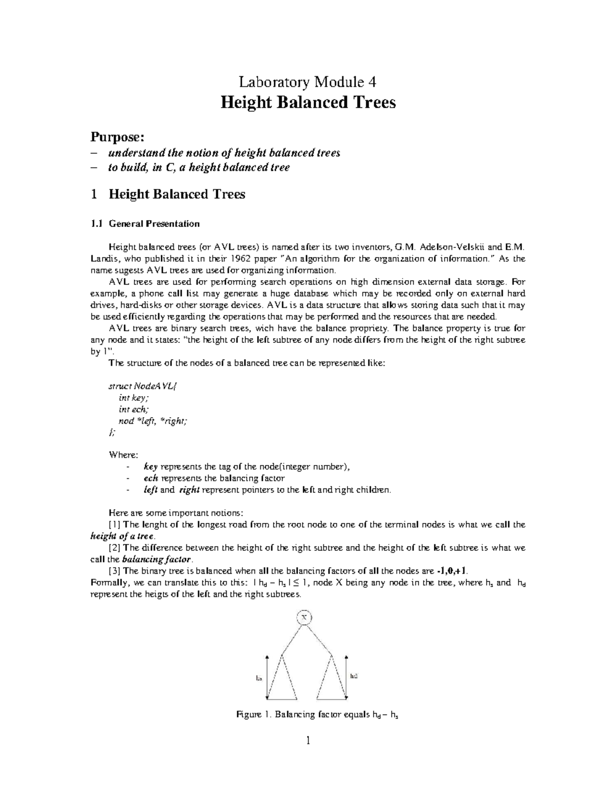 Avltree - Laboratory Module 4 Height Balanced Trees Purpose: − ...