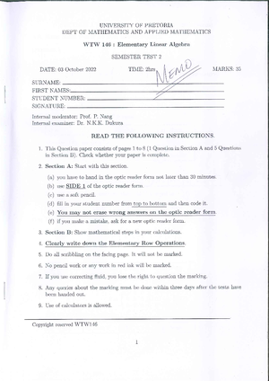 Memo for TT2(B) - Tutorial memo - 1 University of Pretoria Department ...