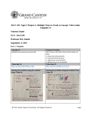 Field Exp C ELM 351 - completed assignment - Vanessa Taylor Grand ...
