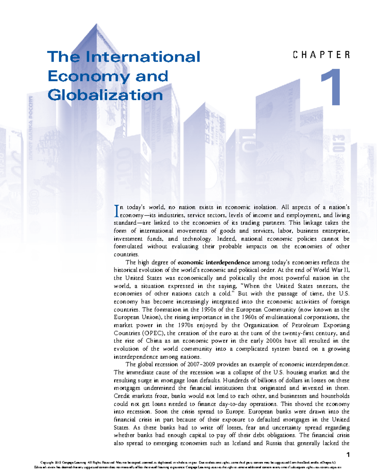 Chapter 1 (Text Book) The International Economy and Globalization - C H ...