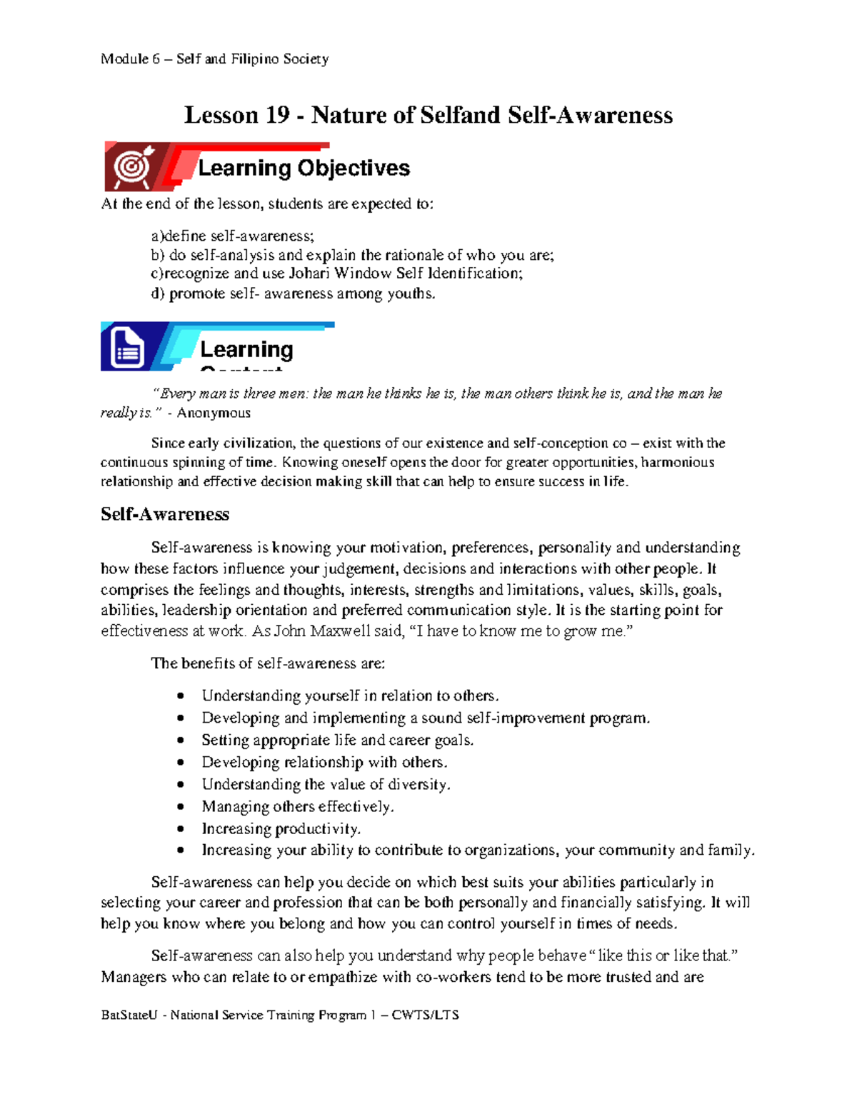 Finals Module in National Service Training Program (Civil Welfare ...