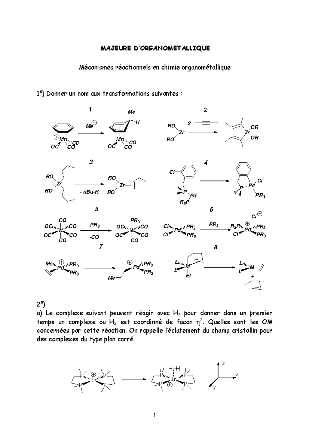 Contrôle 2 corrigé de chimie organométallique - - Studocu