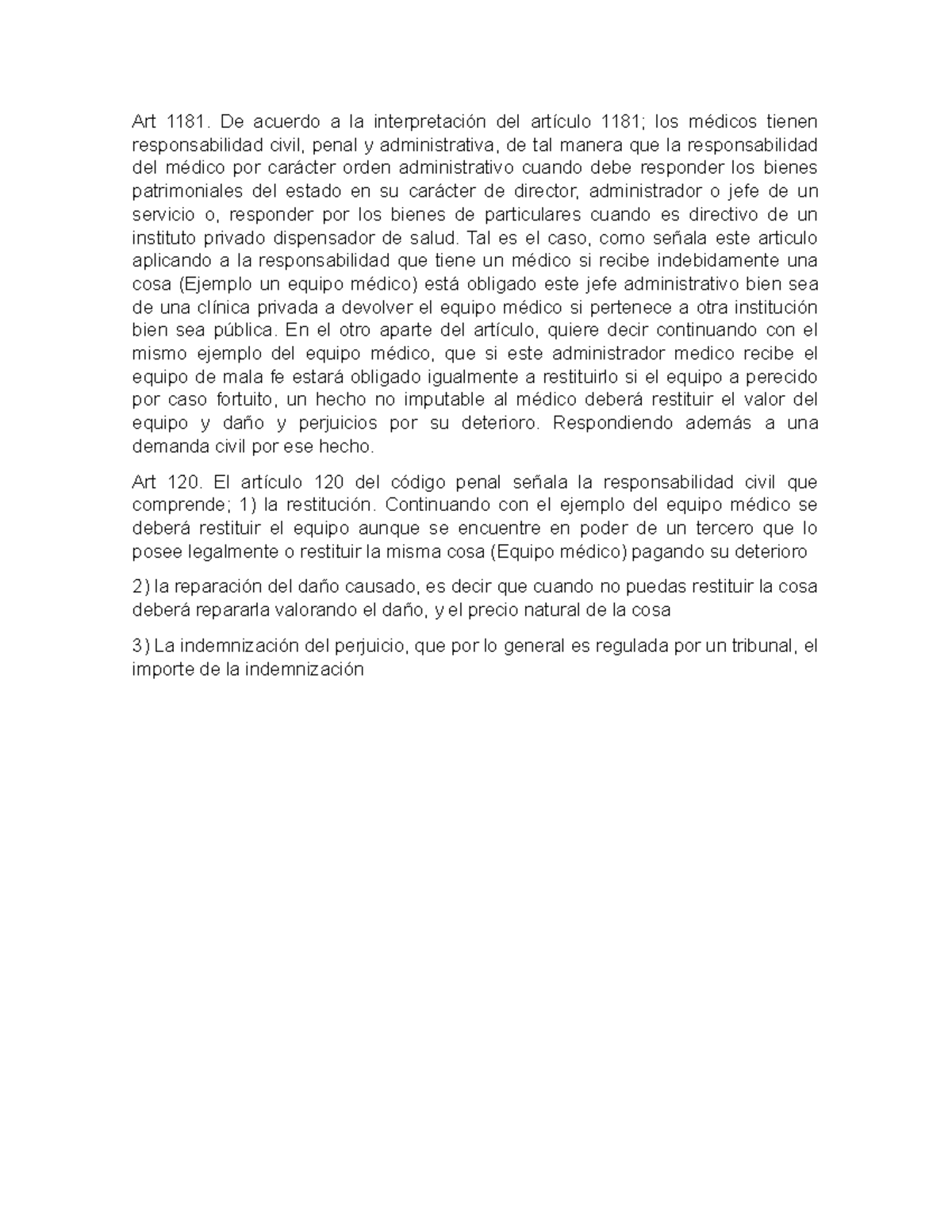 Etica - apuntes - Art 1181. De acuerdo a la interpretación del artículo ...