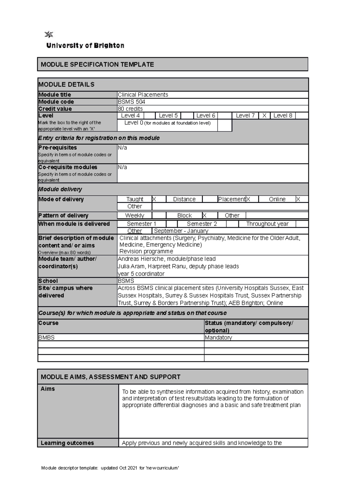 Module Spec Template - BSMS 504 v5 - MODULE SPECIFICATION TEMPLATE ...