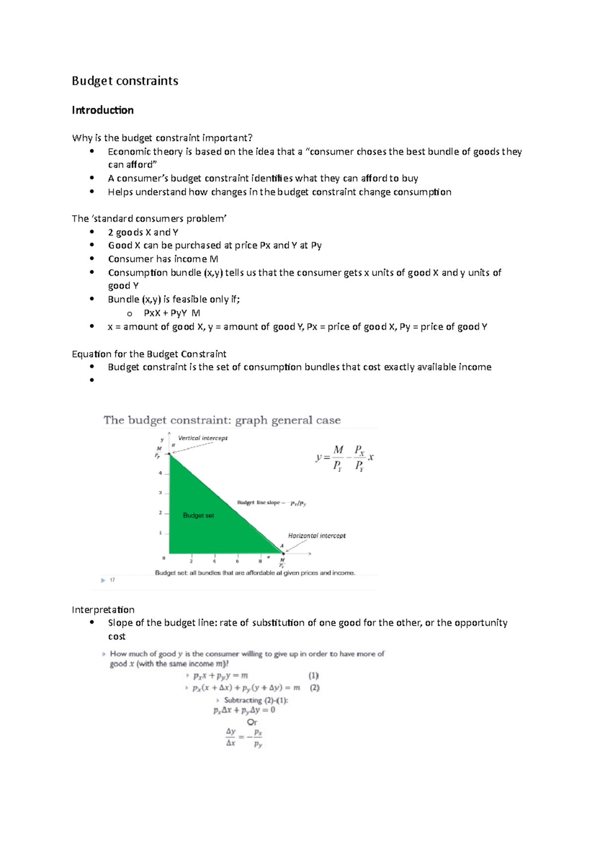 1. Budget constraints - Macro A - Budget constraints Introduction Why ...