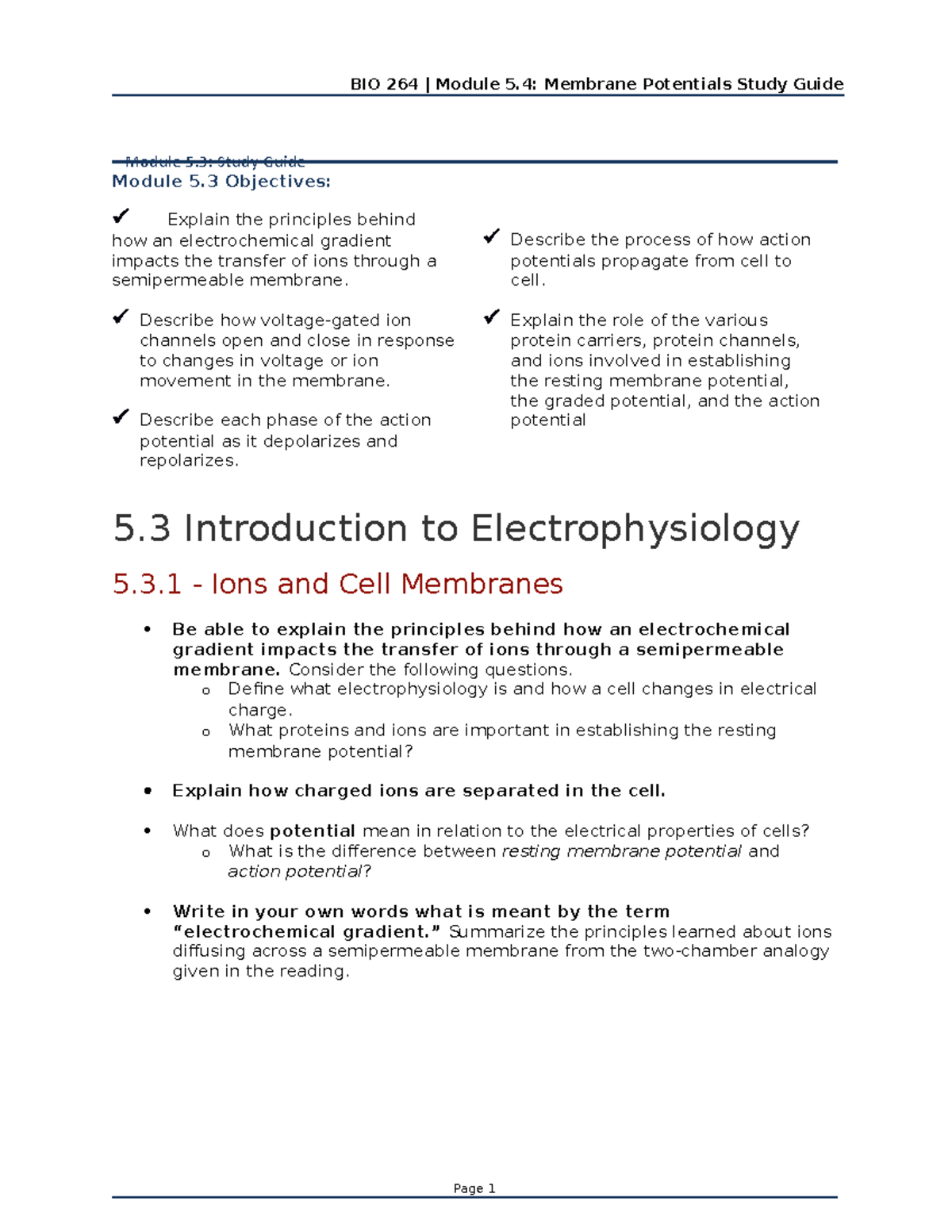 Bio264 document section 5 - Module 5 Objectives: Explain the principles behind how an - Studocu