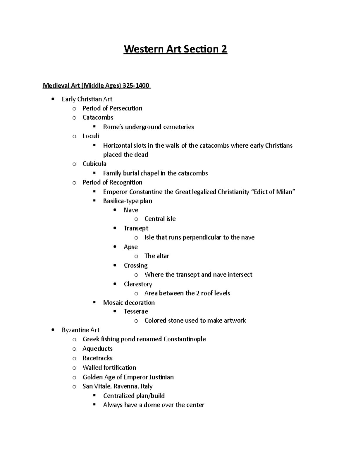 Western Art Section 2 - Notes for Exam 2 - Western Art Section 2 ...