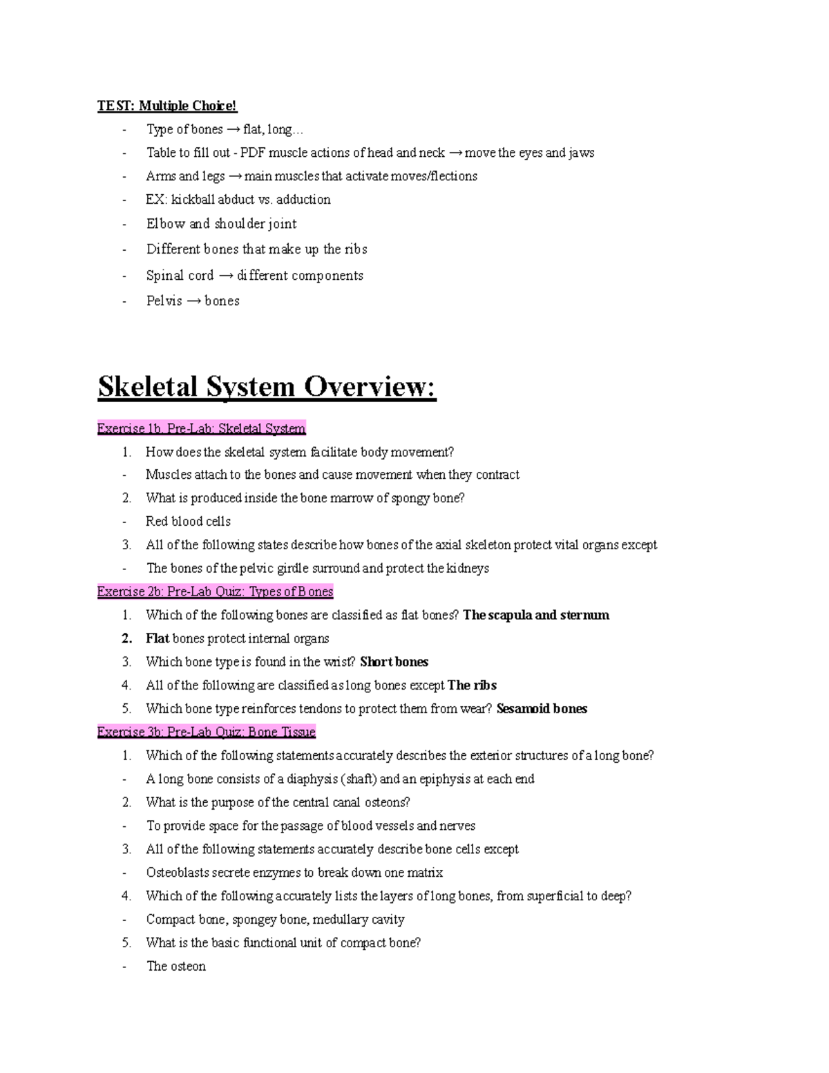 Human Anatomy HW - visible body answers chapters 1-9 - TEST: Multiple ...