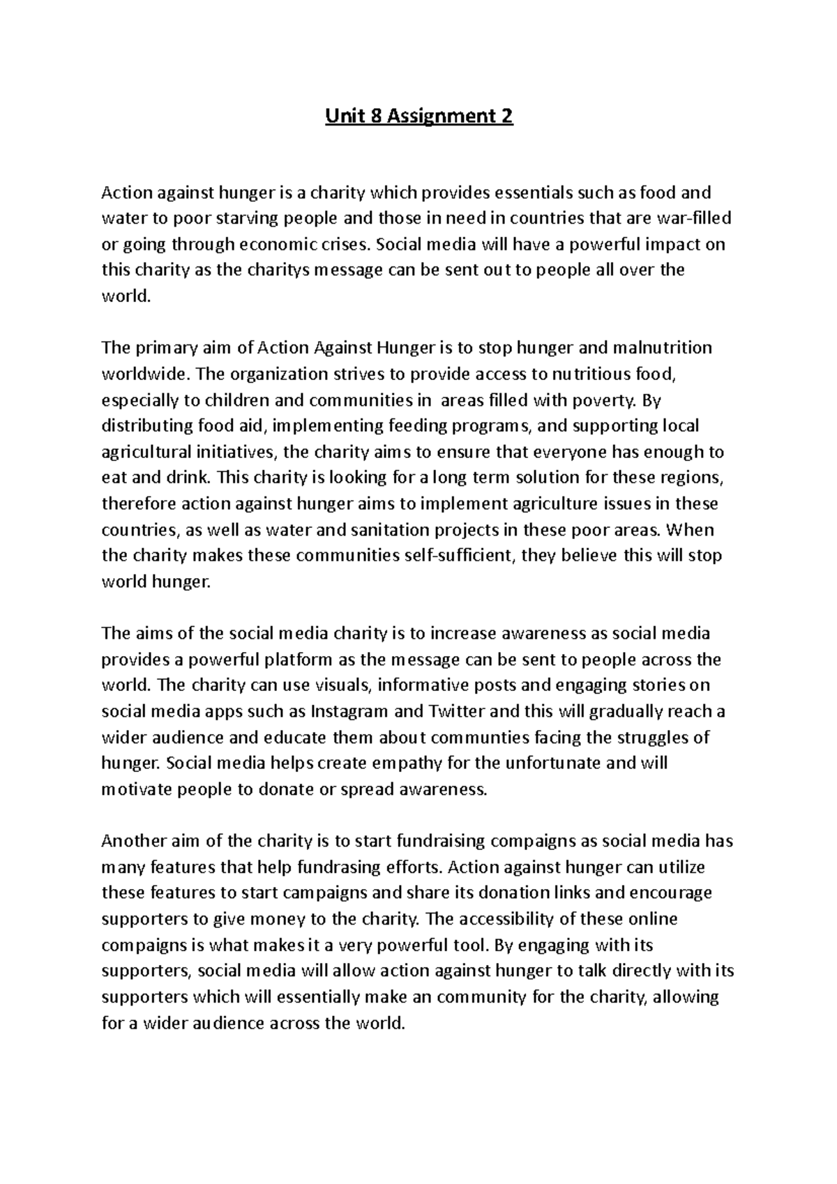 Unit 8 social media assignment - Unit 8 Assignment 2 Action against ...