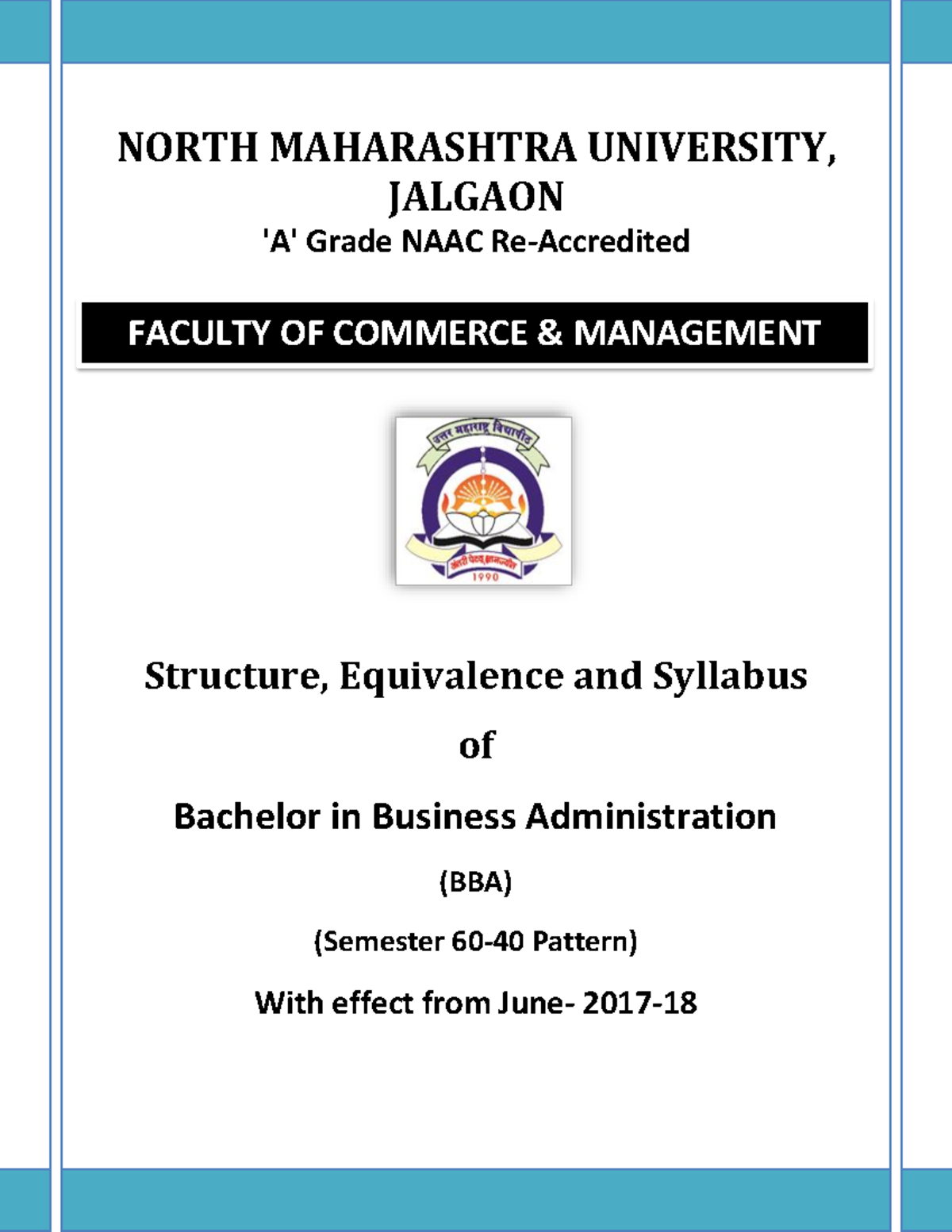 2017-18 BBA Structure, Equivalence and Syllabus - NORTH MAHARASHTRA ...