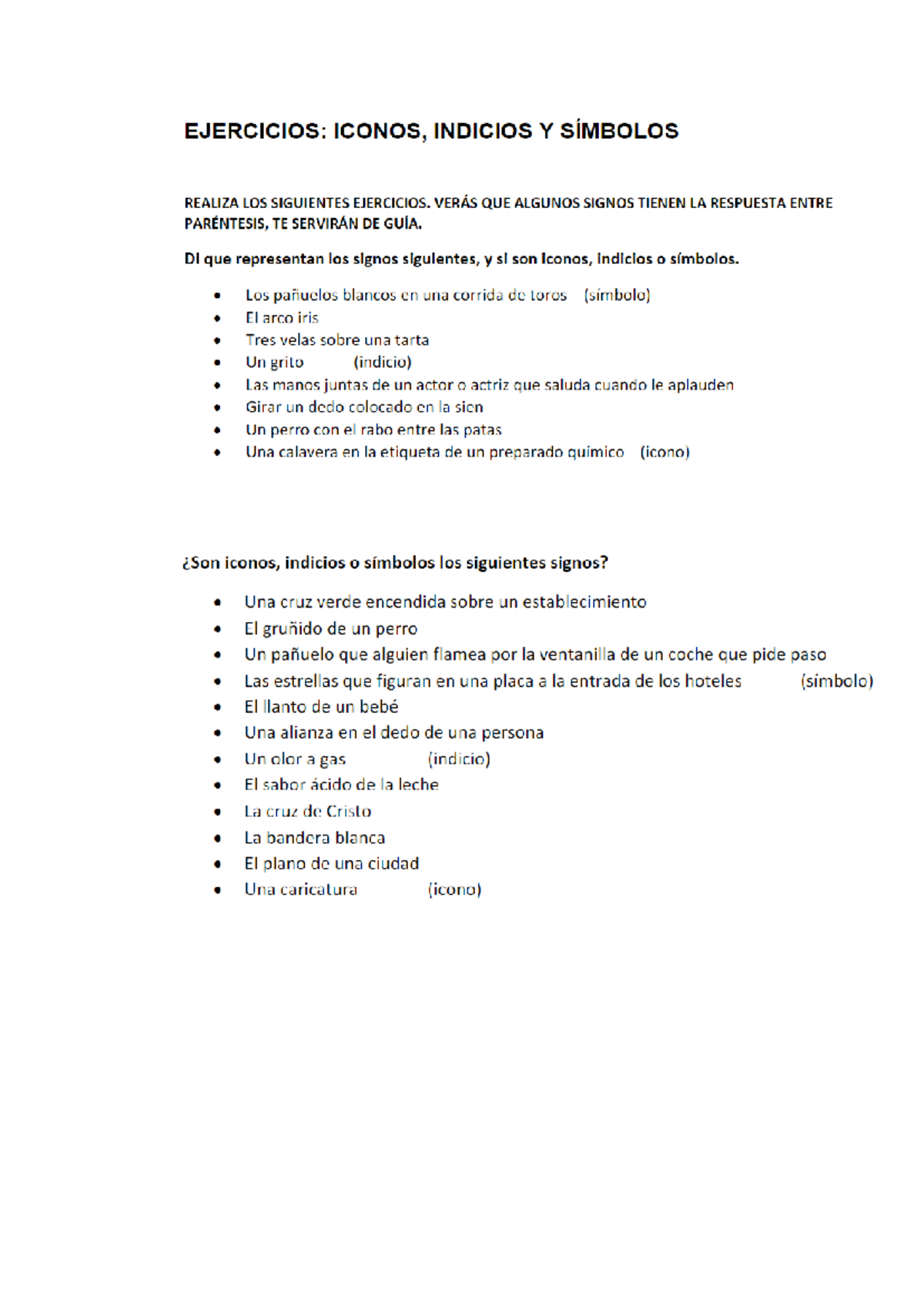 Ejercicios sobre iconos indices simbolos - SEMIOLOGÍA - Studocu