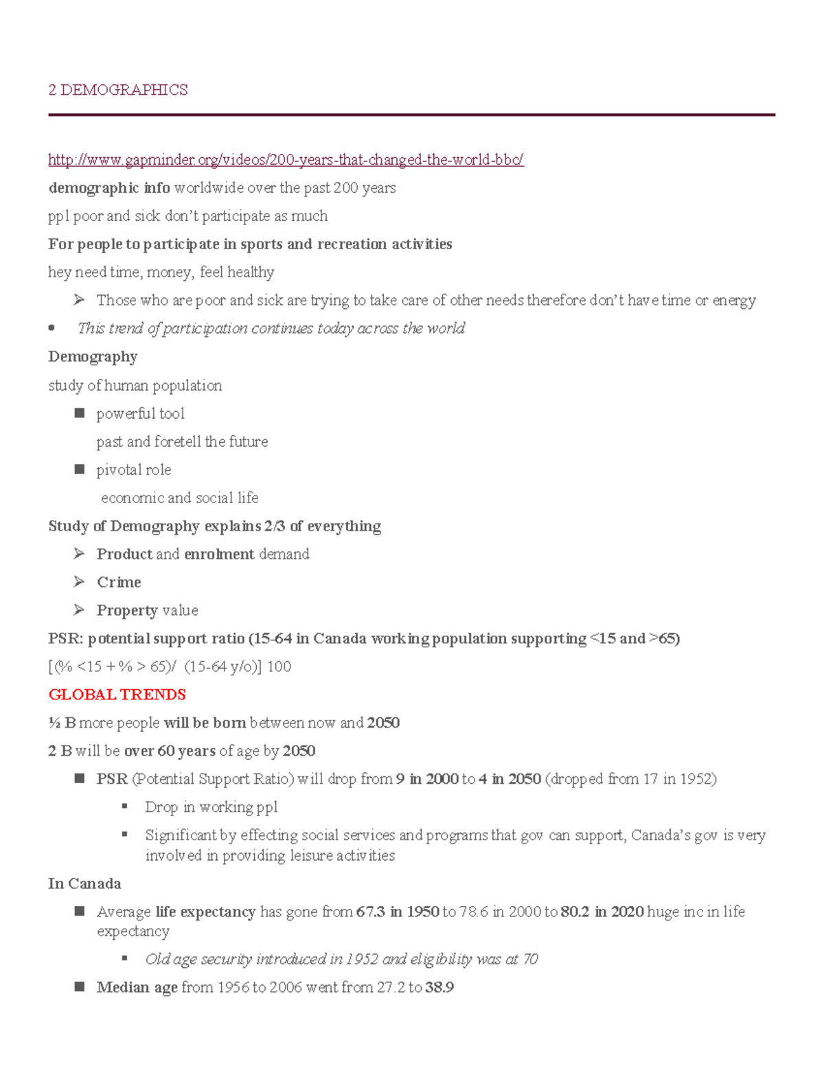2 Demographics - may be testable material - 2 DEMOGRAPHICS - Studocu