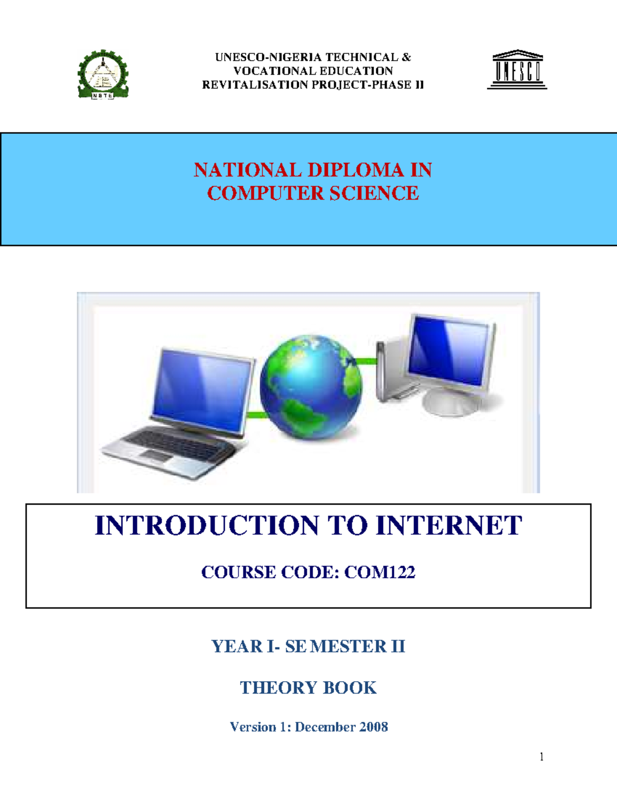 Com 122 intro to internet theory - UNESCO-NIGERIA TECHNICAL ...