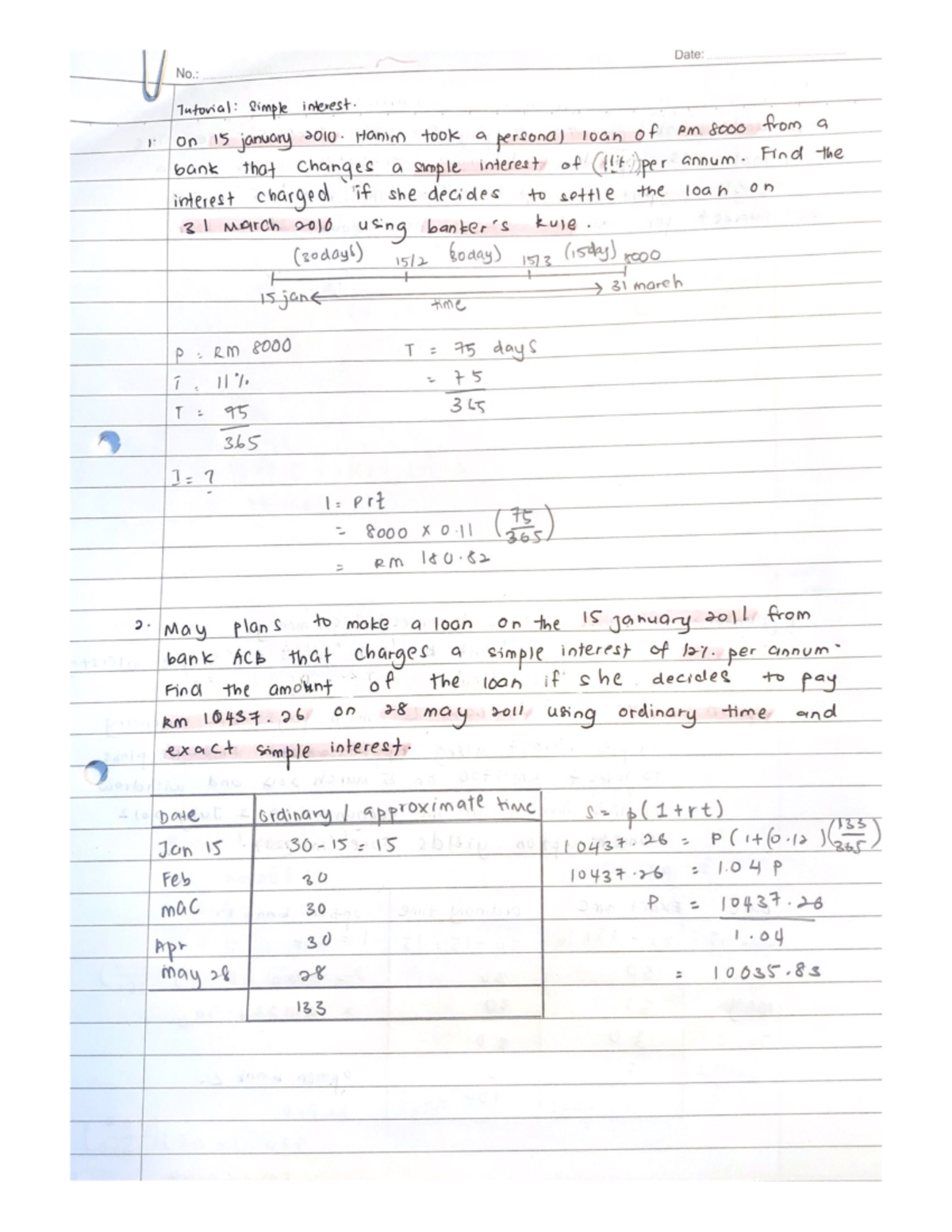 Tutorial Simple Interest Week 2 - Elementary Mathematic - Studocu