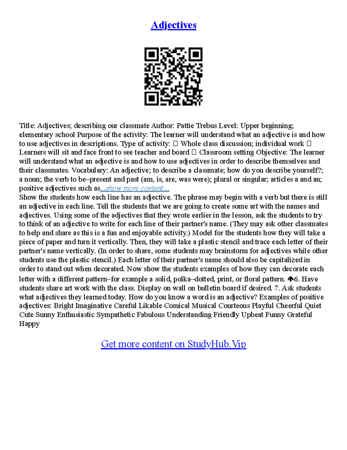 Adjectives For Essays - Adjectives Title: Adjectives; describing our ...