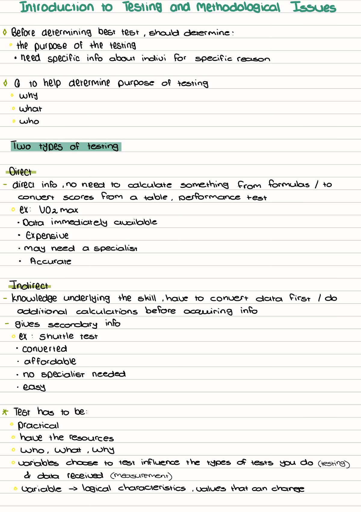 2 - Summary Sport Science Testing and Measuring - SW 322 - Studocu