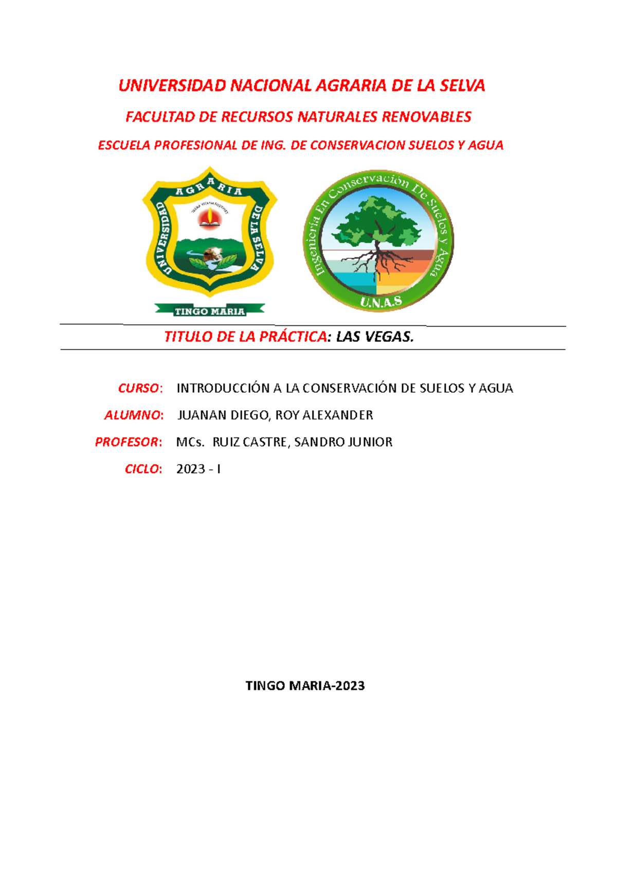 Juanan Diego, ROY Alexander practica 4 vegas - UNIVERSIDAD NACIONAL ...