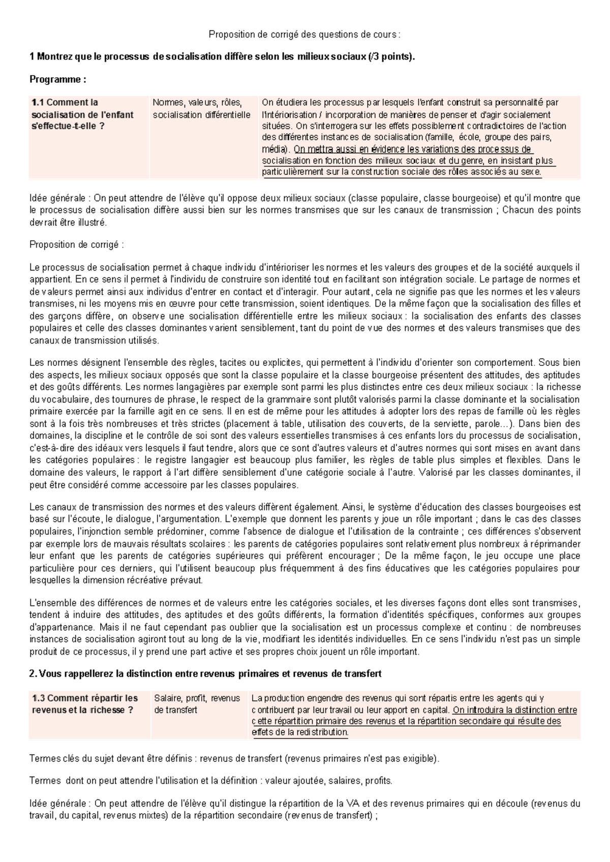 EC1 ses financement EConomie - Proposition de corrigé des questions de ...
