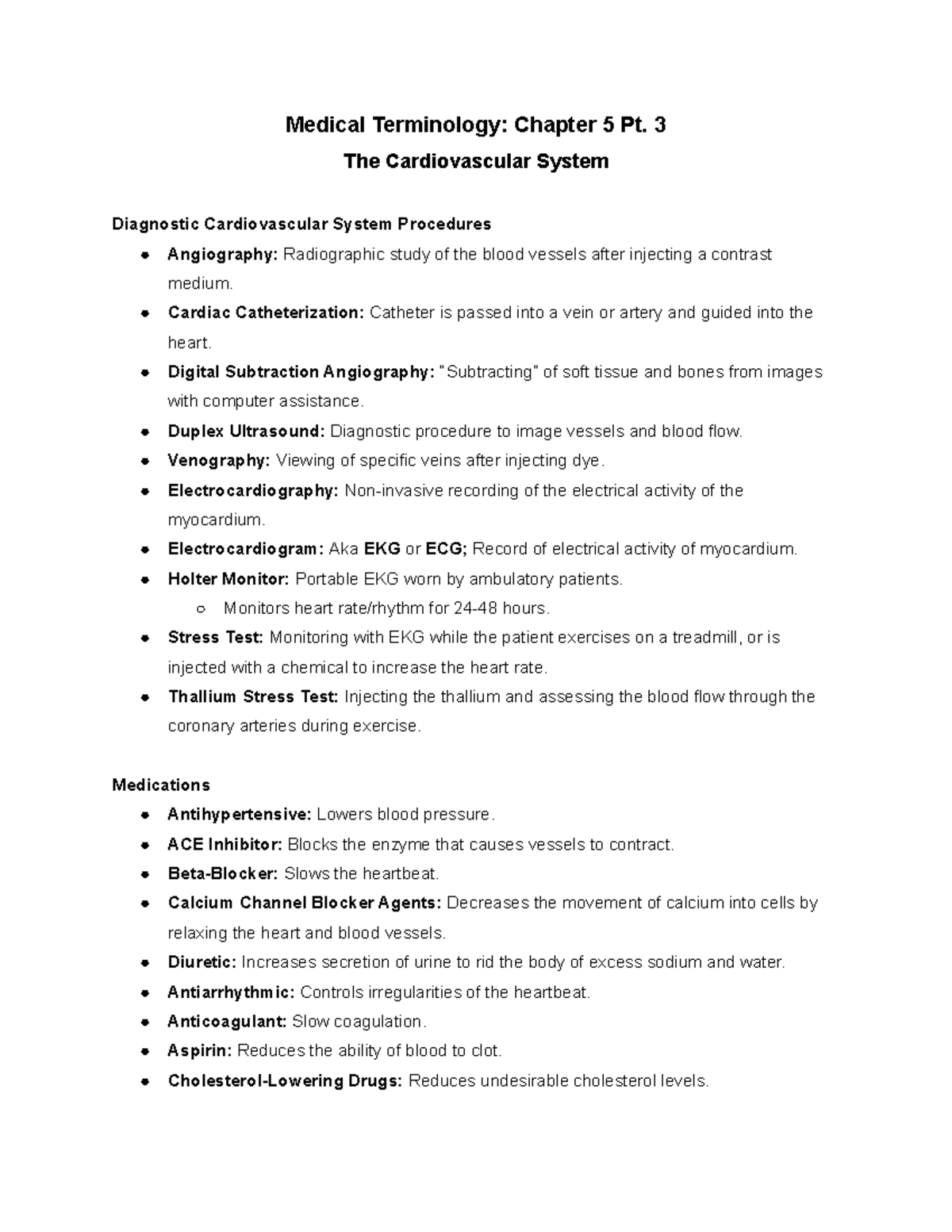 Med Terms Ch 5 Pt 3 The Cardiovascular System Medical Terminology