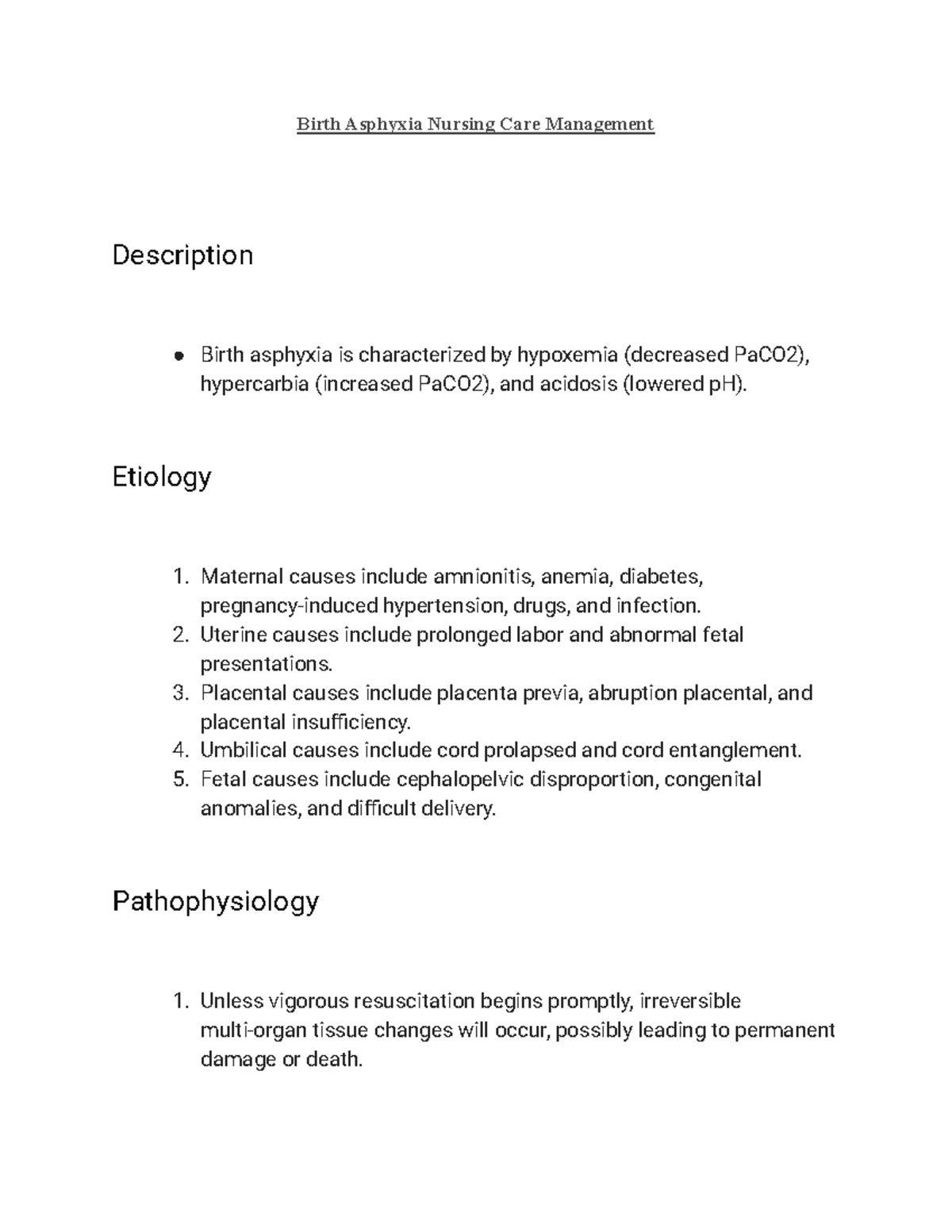 Birth Asphyxia Nursing Care Management - Birth Asphyxia Nursing Care ...