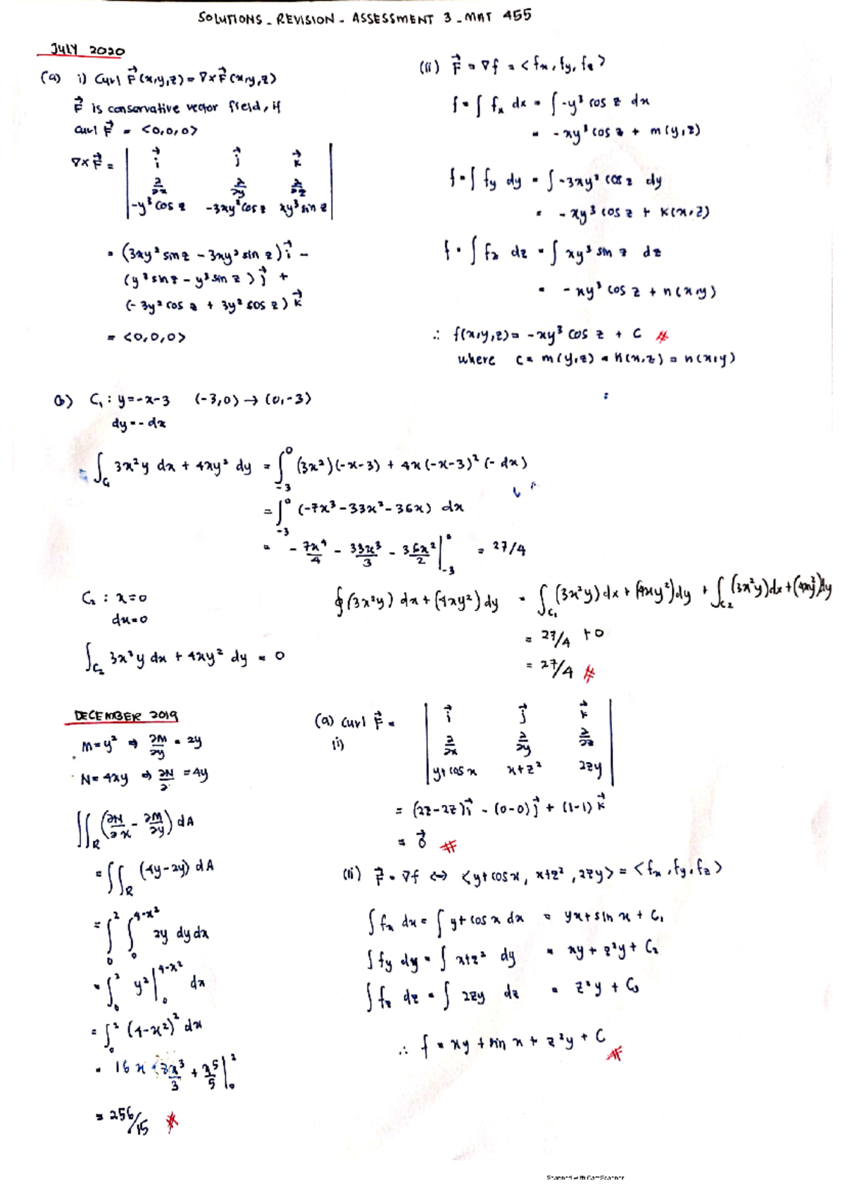 Solutions revision assessment 3 - Calculus III For Engineers - Studocu